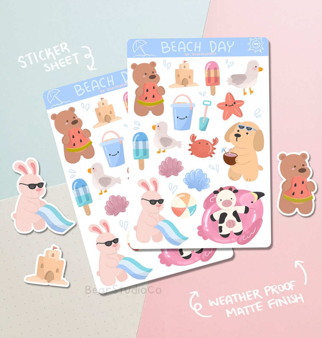 Beach Day Sticker Sheet / Journal stickers Scrapbook - Etsy España