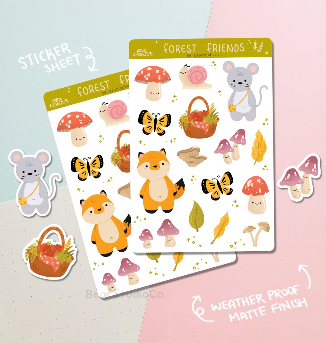 Forest Friends Sticker Sheet Journal Stickers, Scrapbook Stickers ...