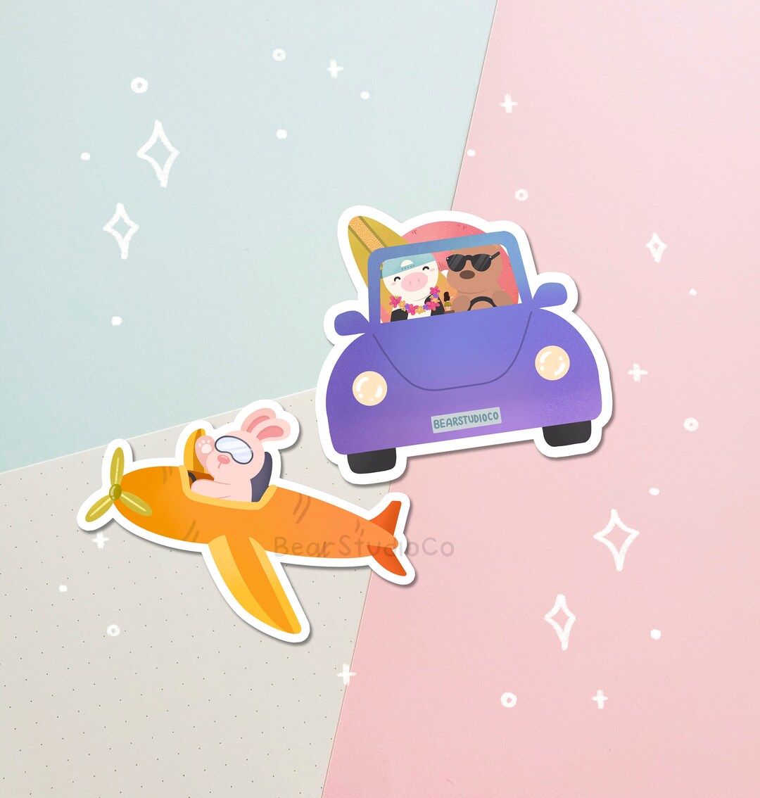 Bon Voyage Stickers / Pegatina para portátil, Pegatina de diario ...