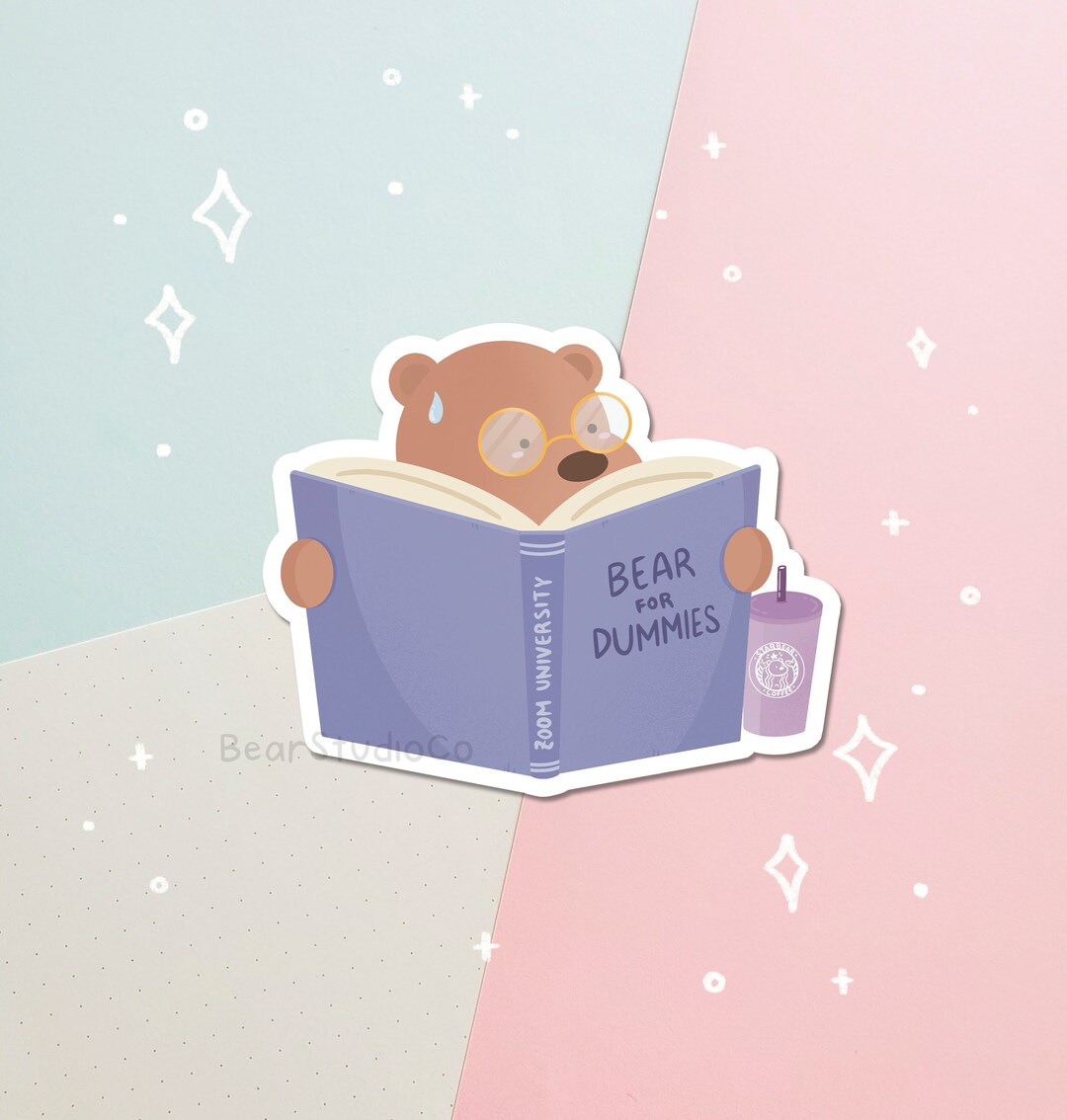 Bear for Dummies Laptop Sticker, Journal Sticker, Scrapbook Sticker ...