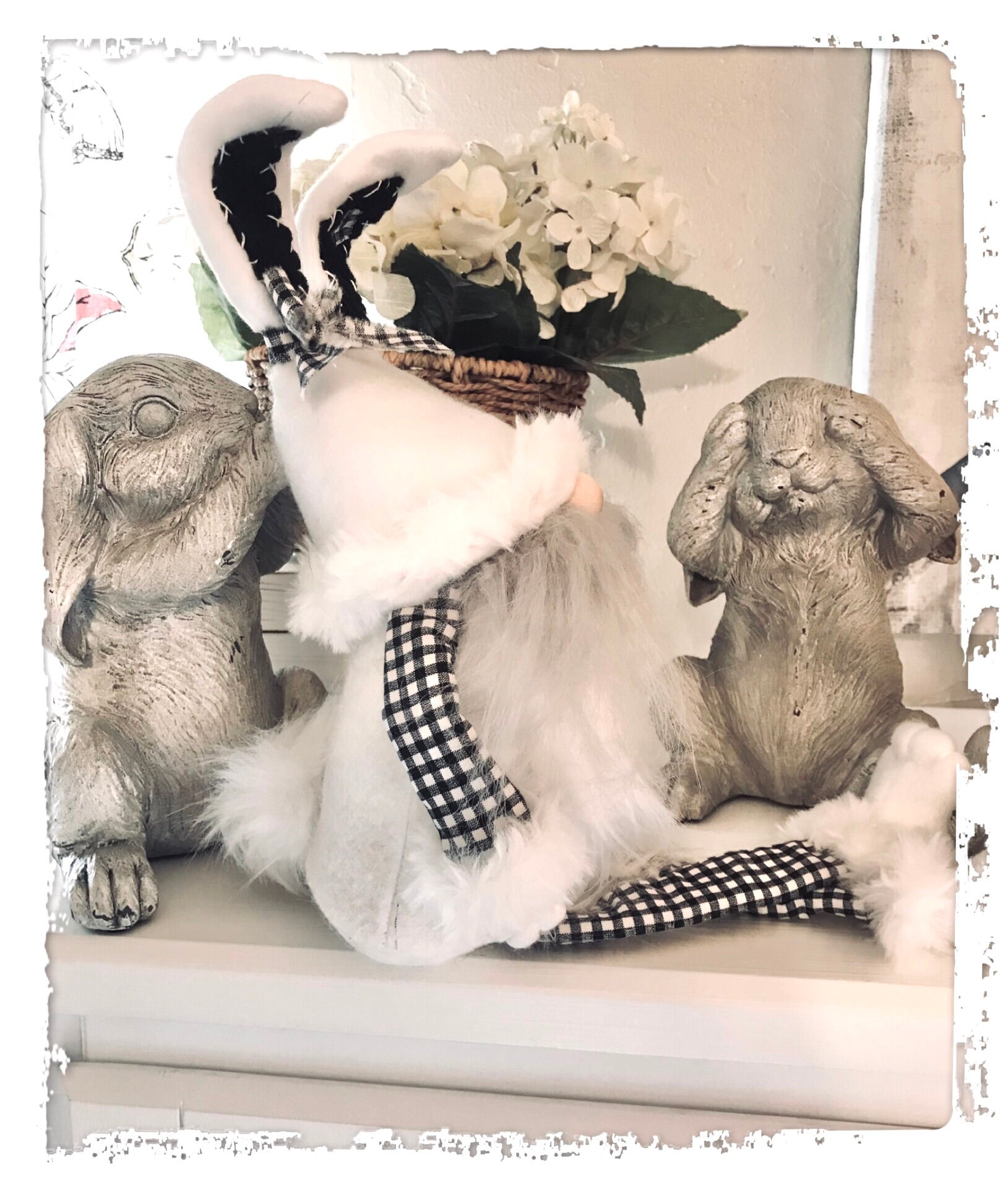 Farmhouse Bunny Gnome Rabbit Gnome Black and White Decor - Etsy