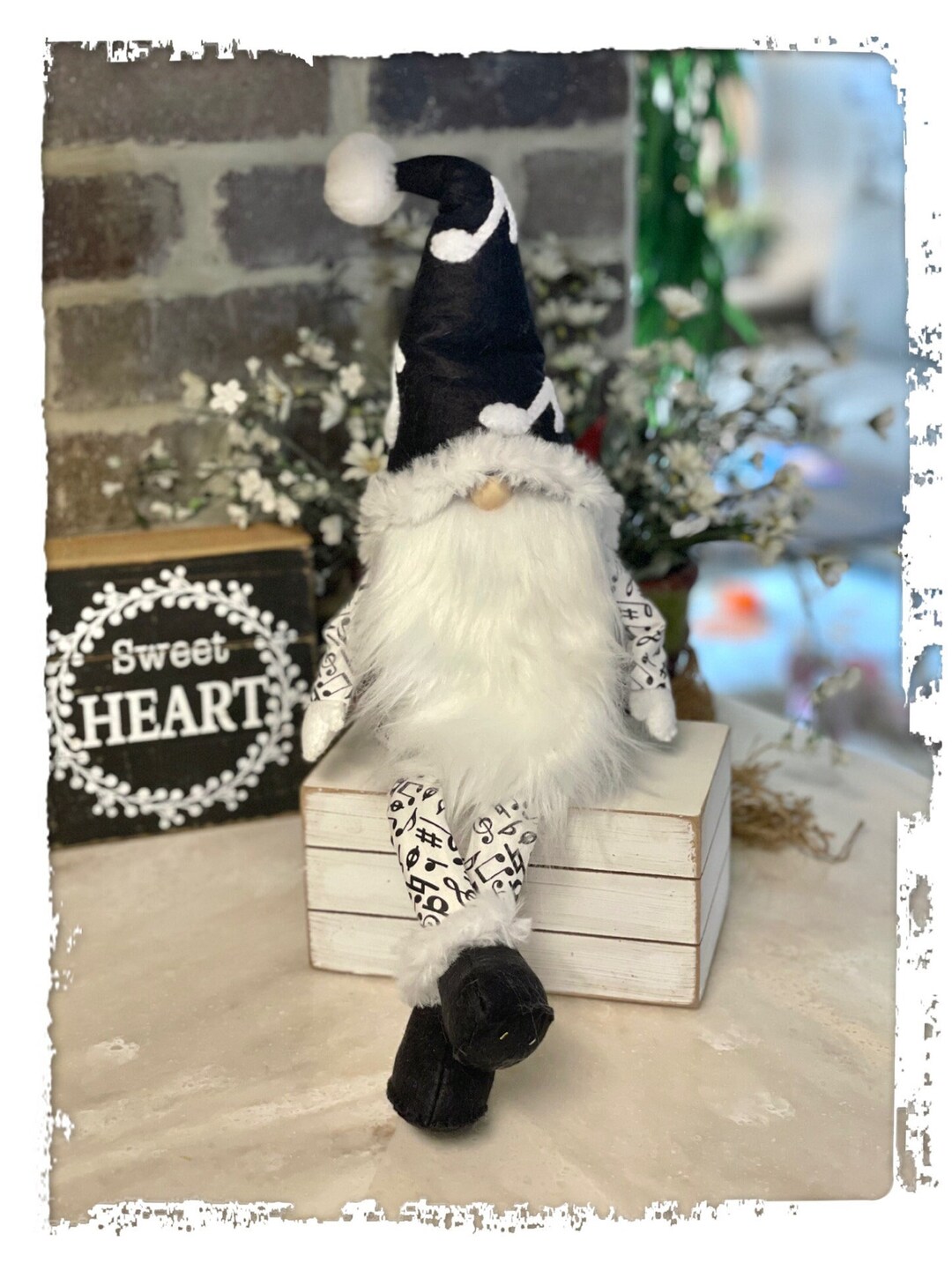 Music Gnome, Musical Notes Gnome, Gift for Musician, Music Theme, Black ...