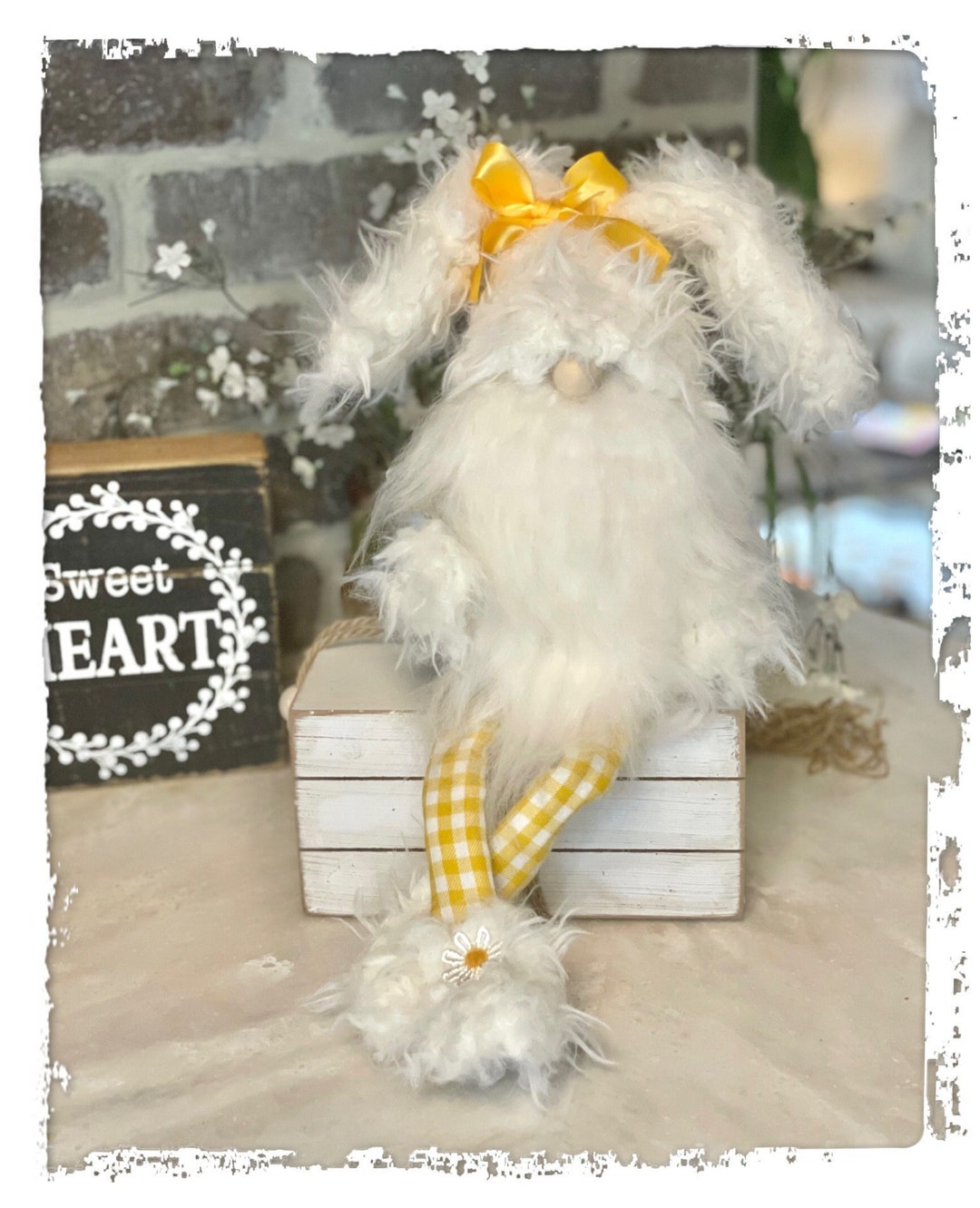 Sunshine and Daisies Bunny Gnome, Spring Gnome, Easter Gnome, Daisy ...