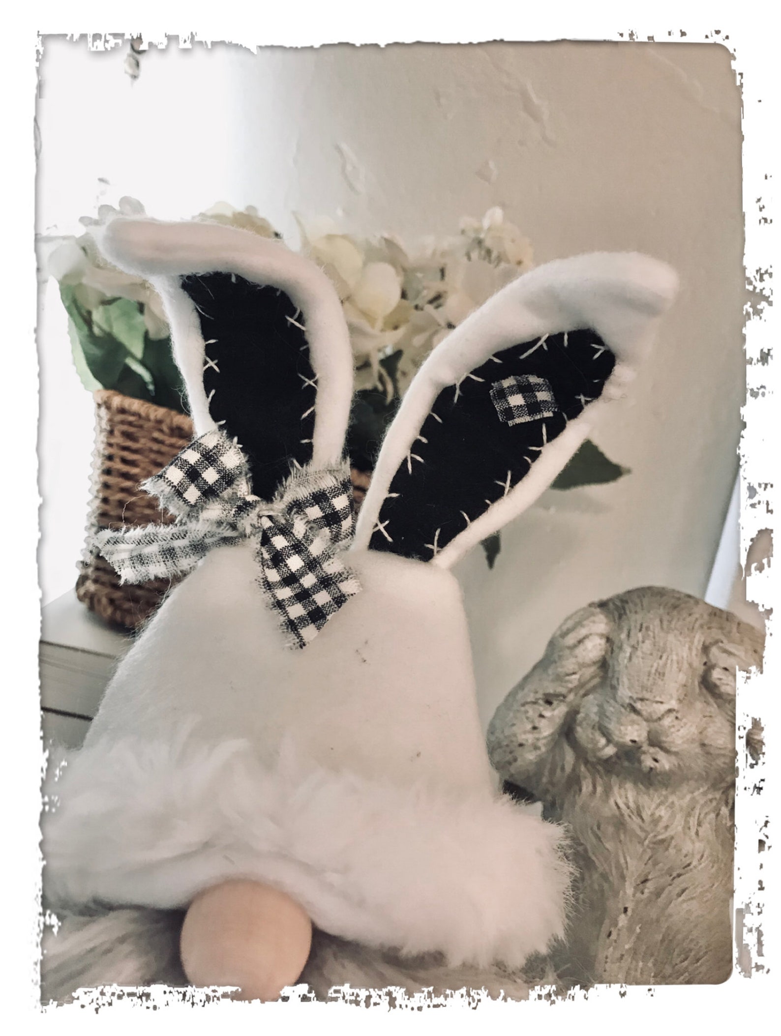 Farmhouse Bunny Gnome Rabbit Gnome Black and White Decor | Etsy