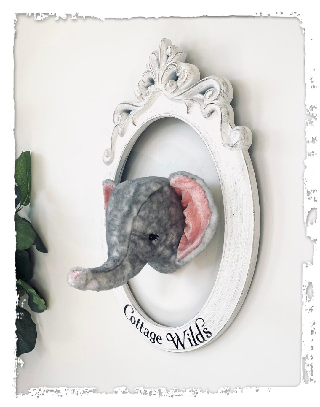 Ellie the Gray Elephant Plush Wall Mount, Cottage Wilds, Nursery or Kid ...