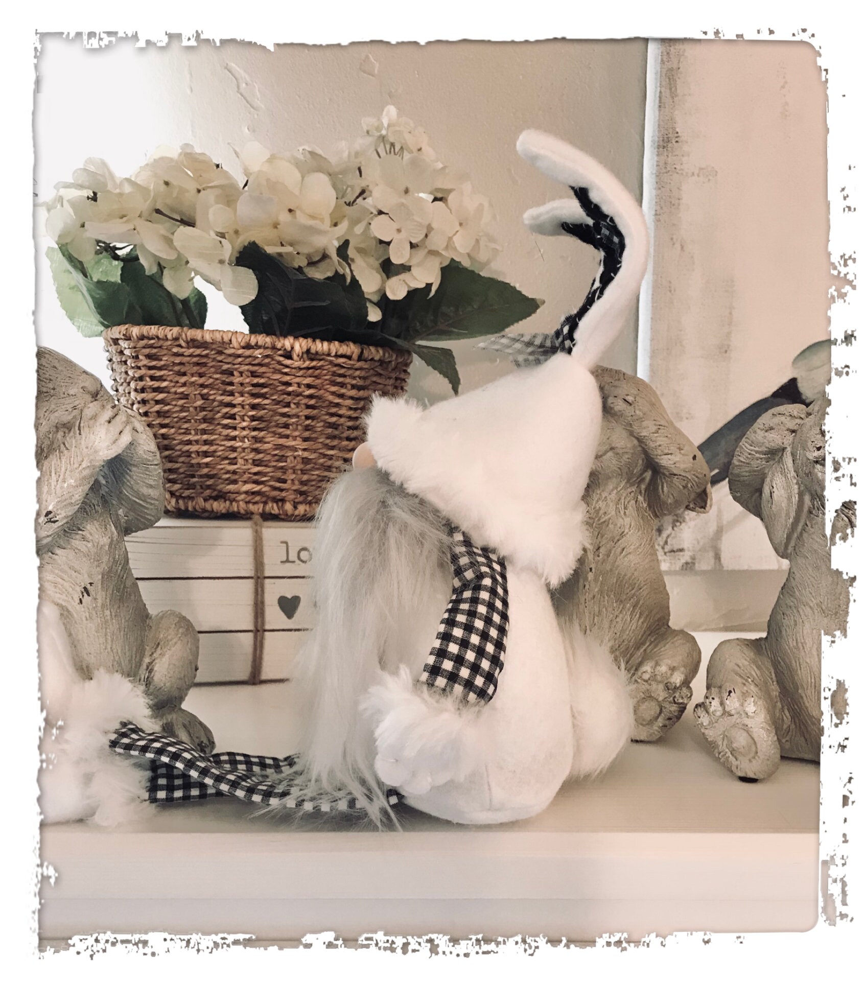 Farmhouse Bunny Gnome Rabbit Gnome Black and White Decor - Etsy