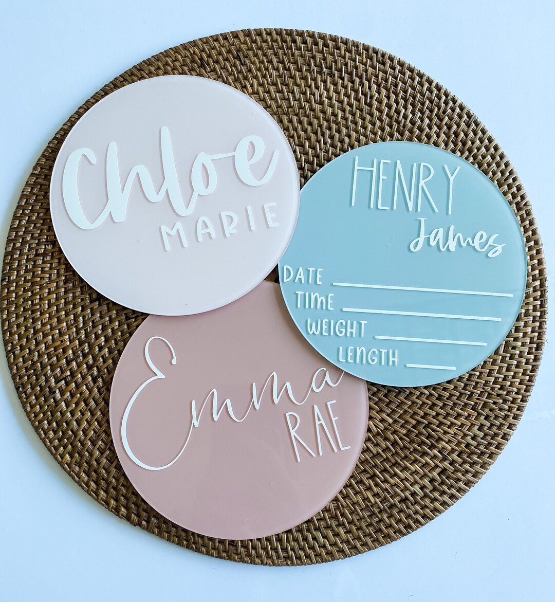 Hospital Birth Announcement Acrylic Disc Fully Painted / Personalized ...