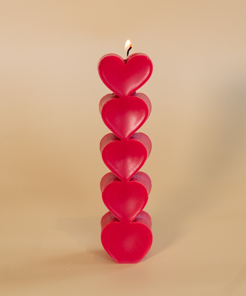 Handmade Soy Wax Heart Pillar Candle: Valentine's Day Decor - Etsy