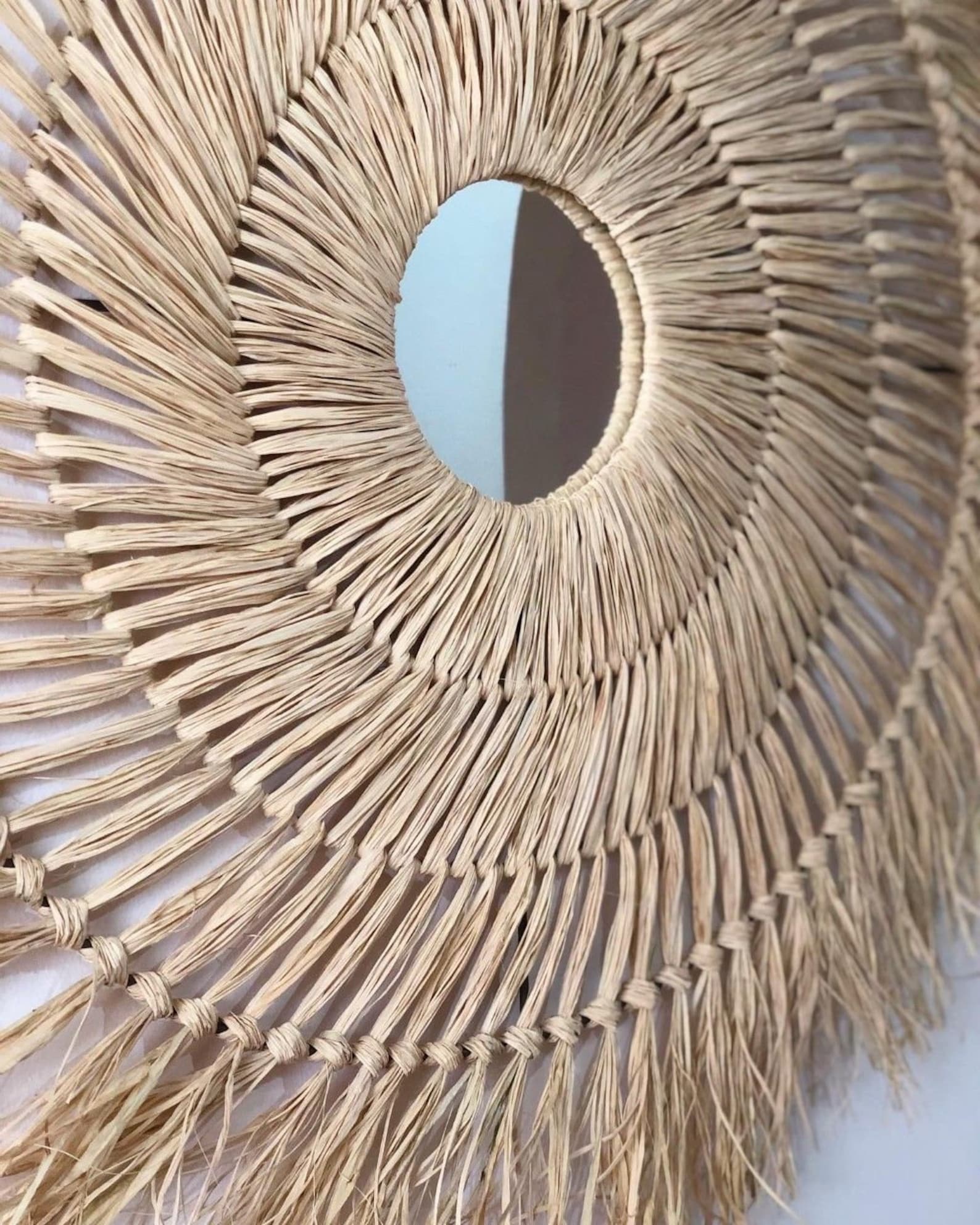 Big Raffia Mirror Bohemian Raffia Mirror Raffia Wall Decor - Etsy UK