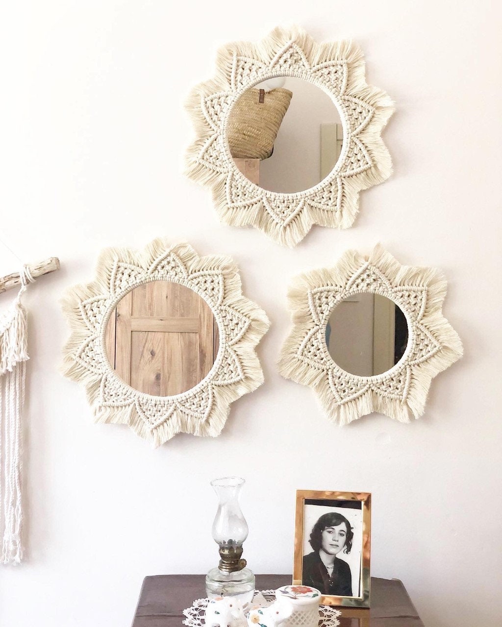 Macrame Mirror Set, Macrame Mirror, Sun Macrame Mirror, Boho Mirror ...
