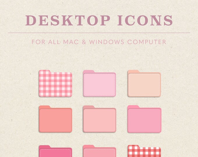 Pink Color Desktop Folder Icons, MacBook Organizer Icons, Folder Icons ...