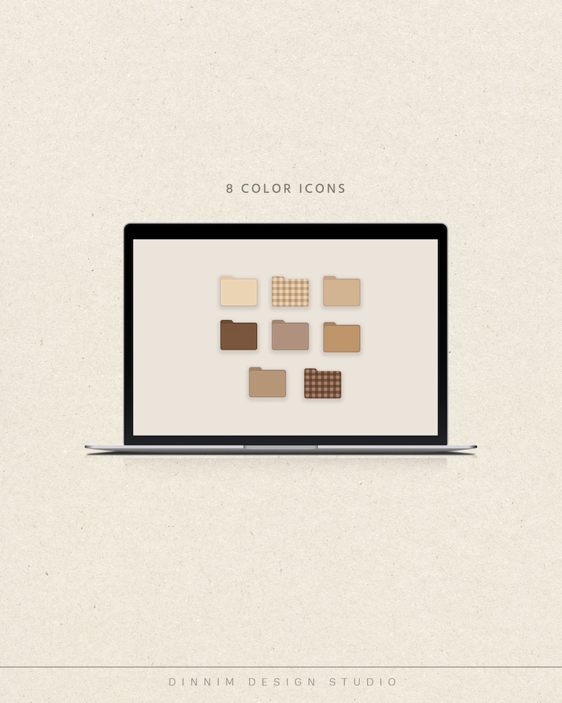 Beige Tone Desktop Folder Icons, Mac Desktop Icons, MacBook Organizer ...