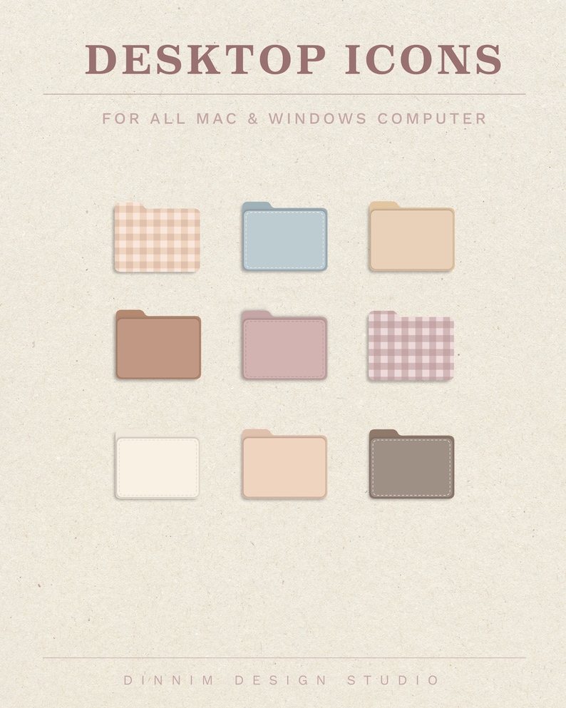 Pastel Tone Desktop Folder Icons, Mac Desktop Icons, MacBook Organizer ...