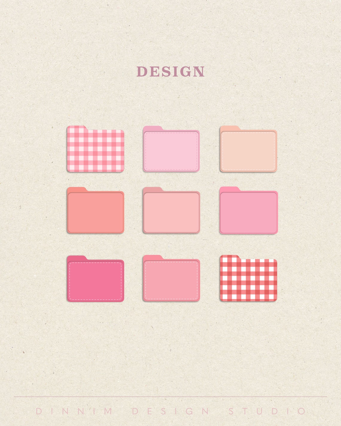 Pink Color Desktop Folder Icons, MacBook Organizer Icons, Folder Icons ...