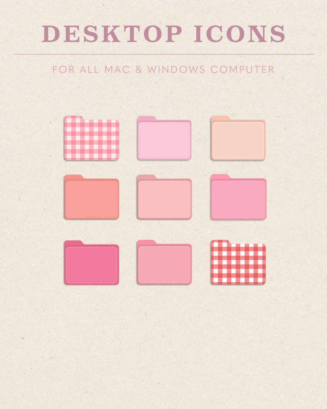 Pink Color Desktop Folder Icons, MacBook Organizer Icons, Folder Icons ...