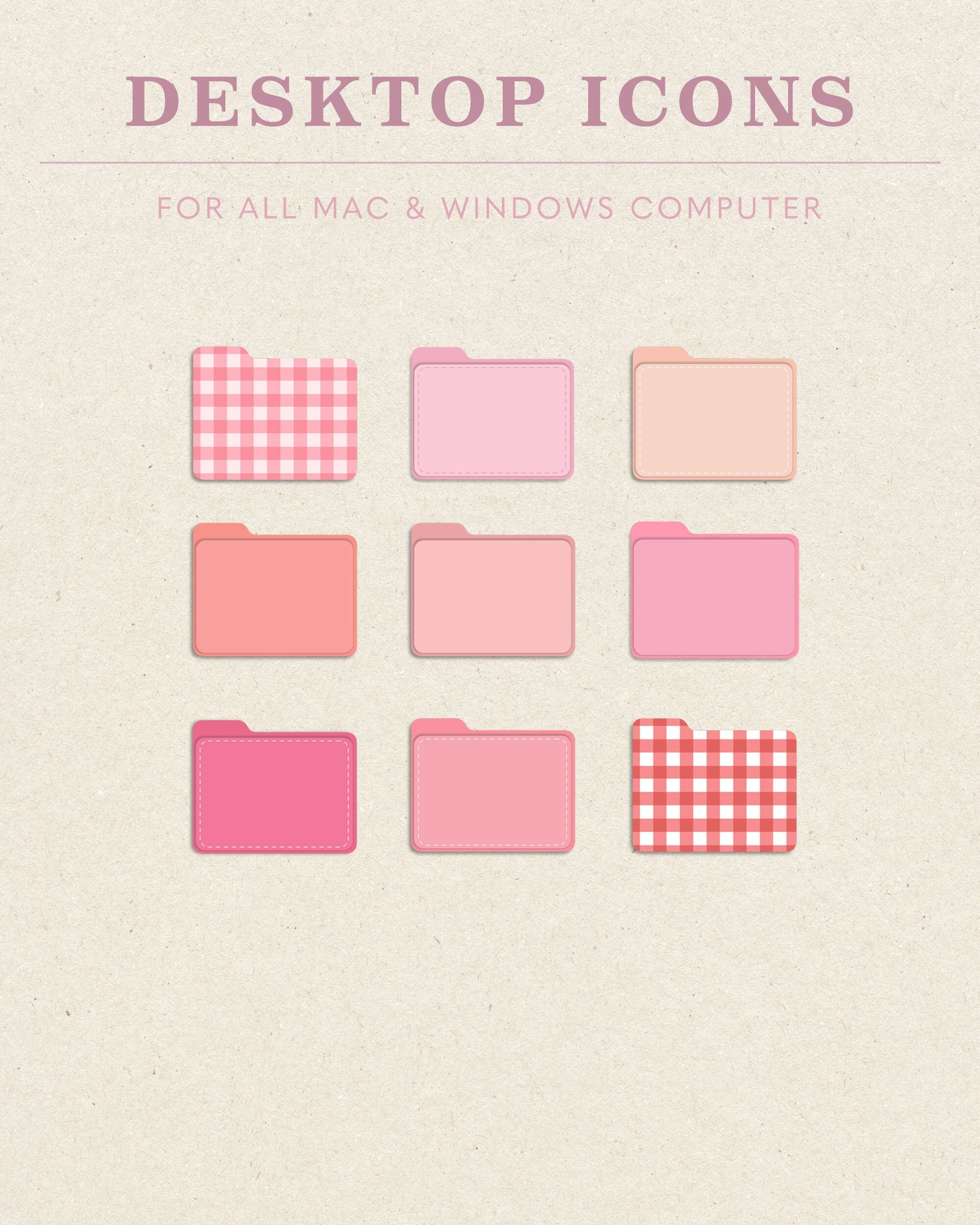 Pink Color Desktop Folder Icons, MacBook Organizer Icons, Folder Icons ...