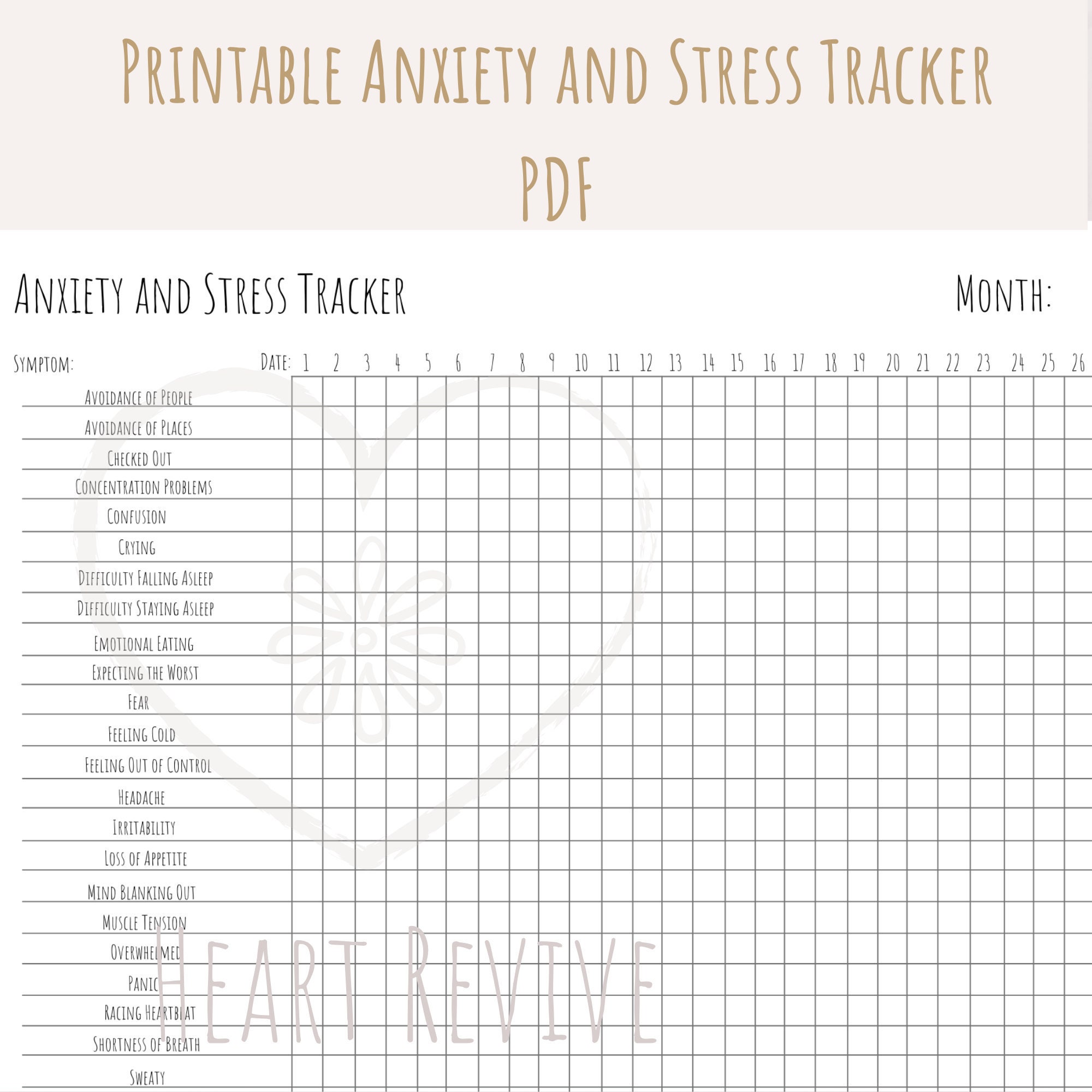 Anxiety and Stress Tracker. Mood Tracker. Anxiety Journal. | Etsy