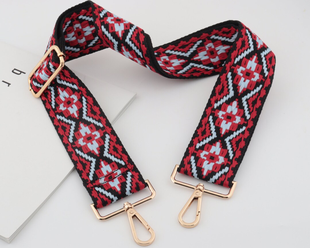 5cm Width Adjustable Cotton Embroidery Webbing Shoulder Purse Strap ...