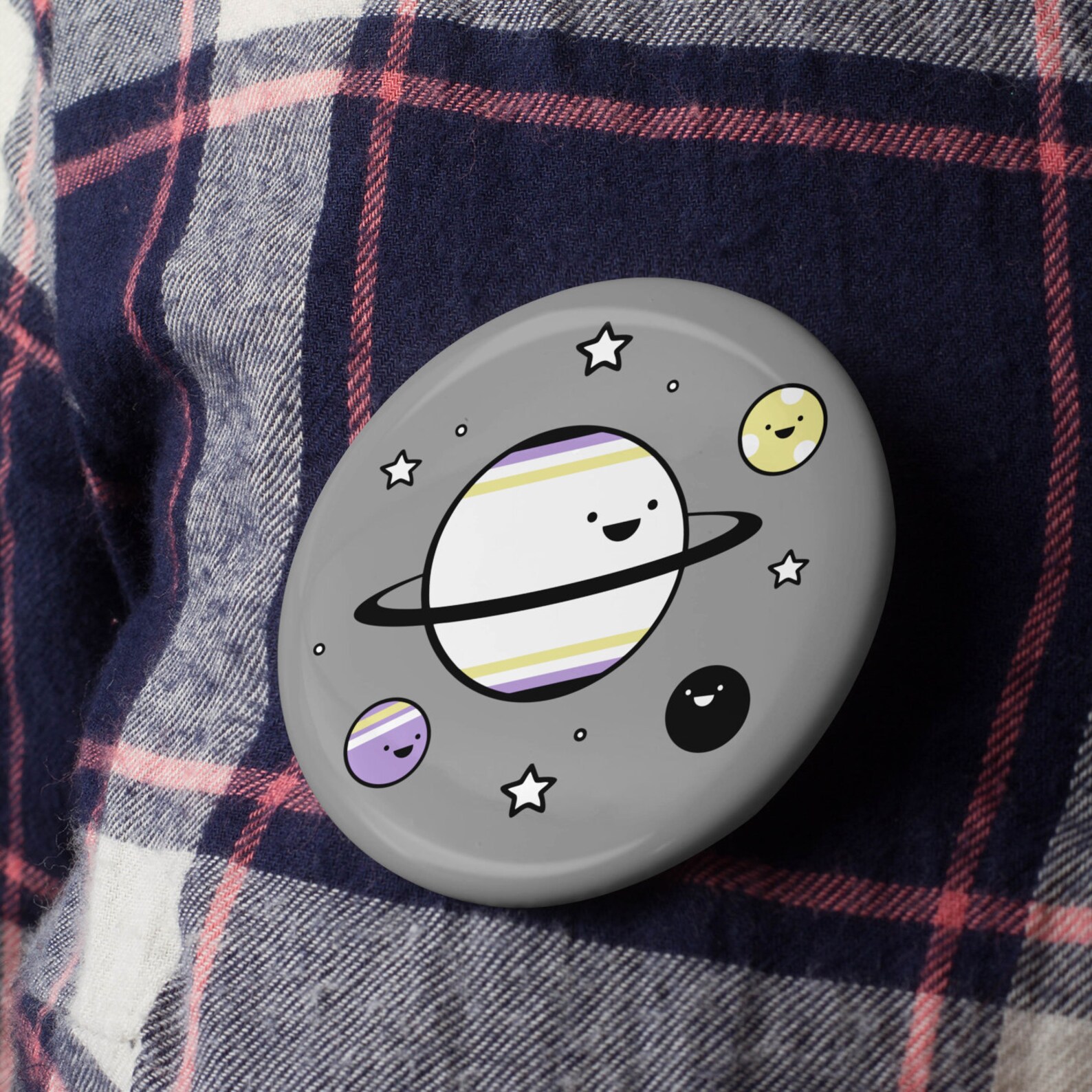 Nonbinary Planets Badge Pin / LGBTQ Pride Nonbinary Flag | Etsy