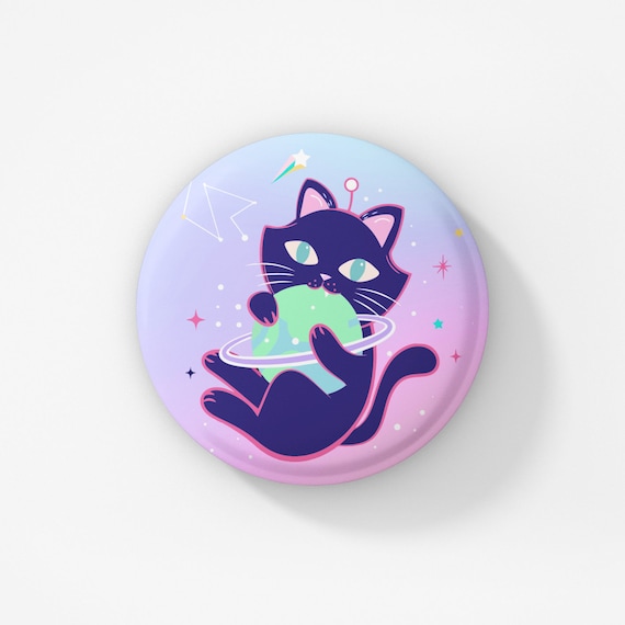 Extrapurrestrial Cat Badge Outer Space Cats In Space Cute | Etsy