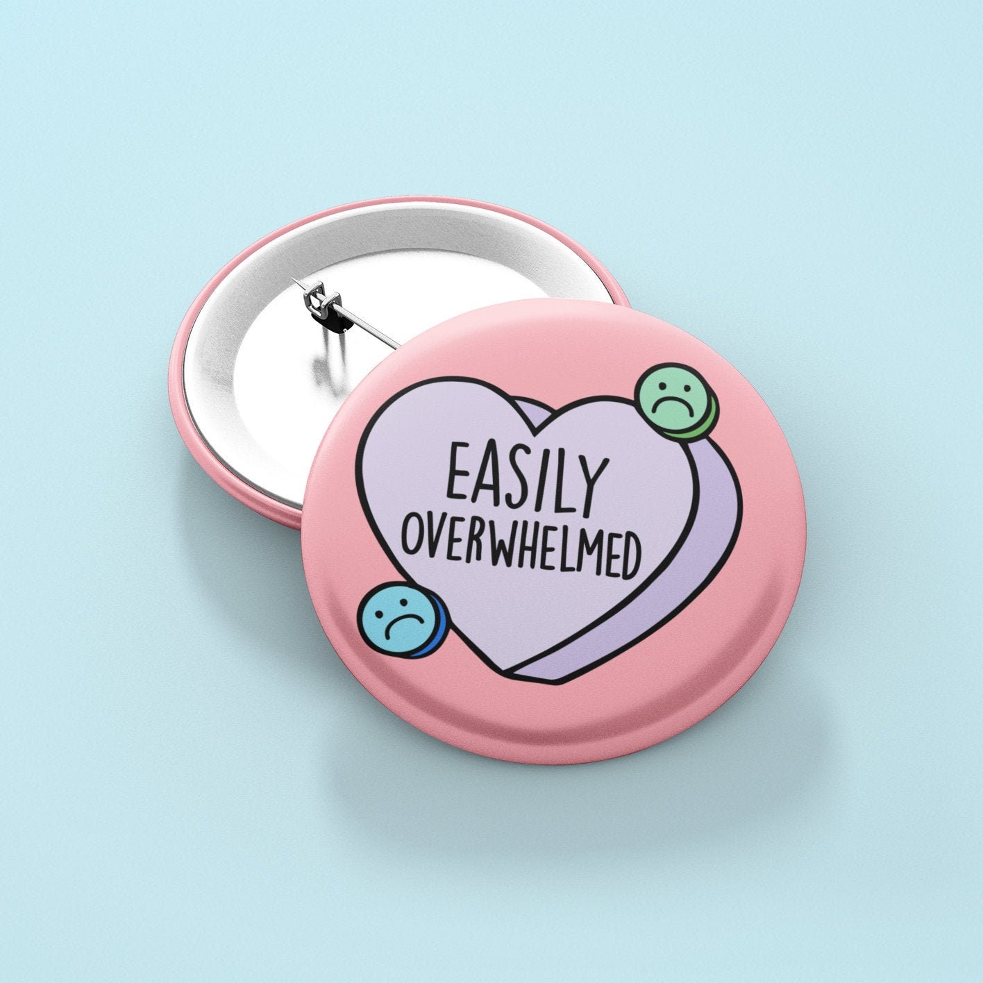 Easily Overwhelmed Heart Badge Pin Mental Health Badge | Etsy