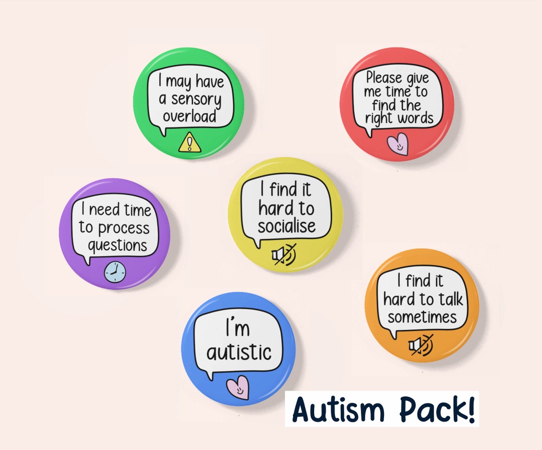 Autism Badge Set | INCLUDES 6 Badges | Badge Packs - Autism Gift ...