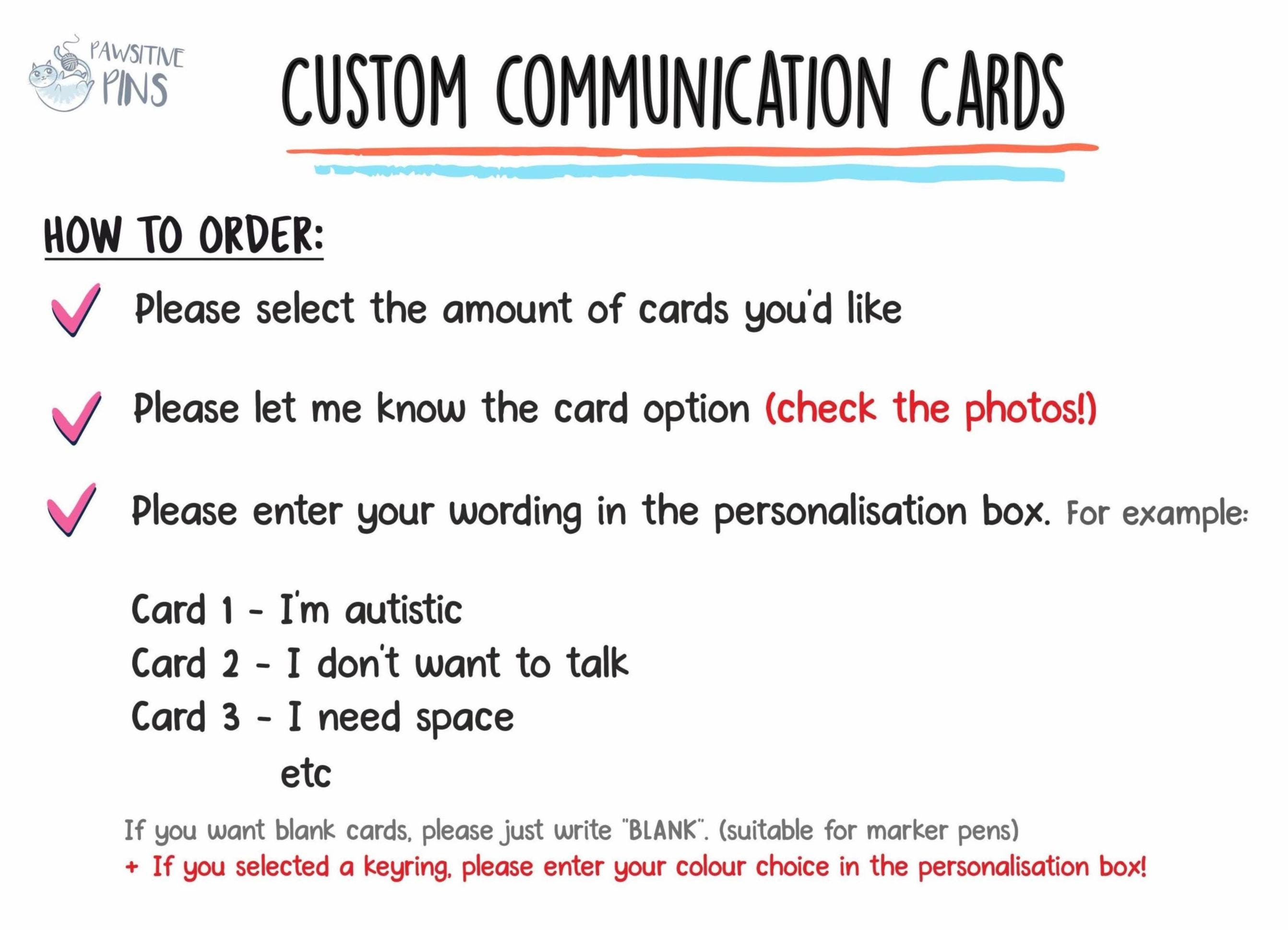 CUSTOM Physical Communication Cards - CAT / FLOWER Design / Custom ...