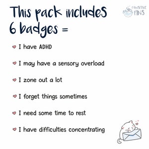 ADHD Badge Set | INCLUDES 6 Badges | Badge Packs - ADHD Gift - Etsy