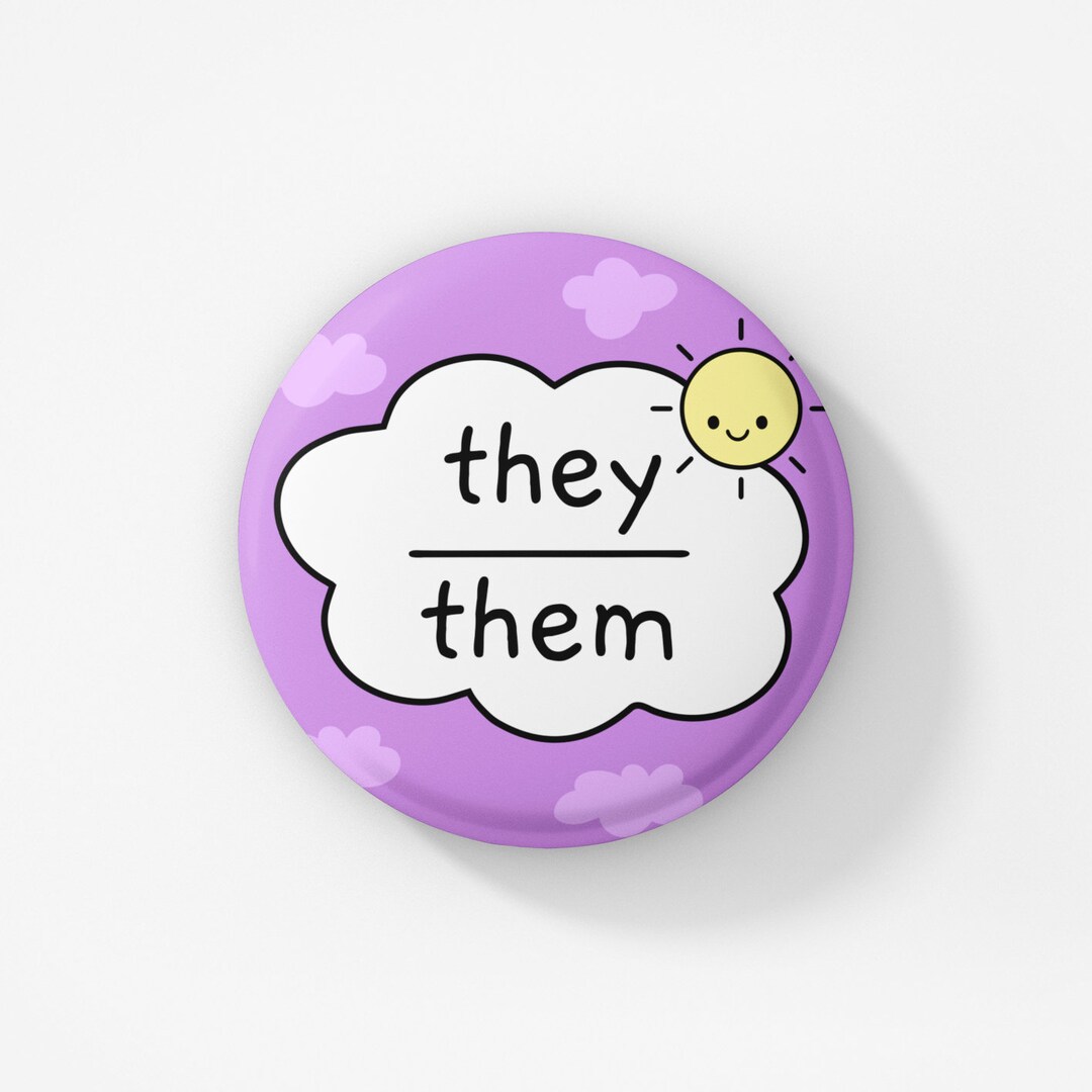 Bubble They Them Badge Pin / Pronouns - Pronoun Badge - They Them Pin ...