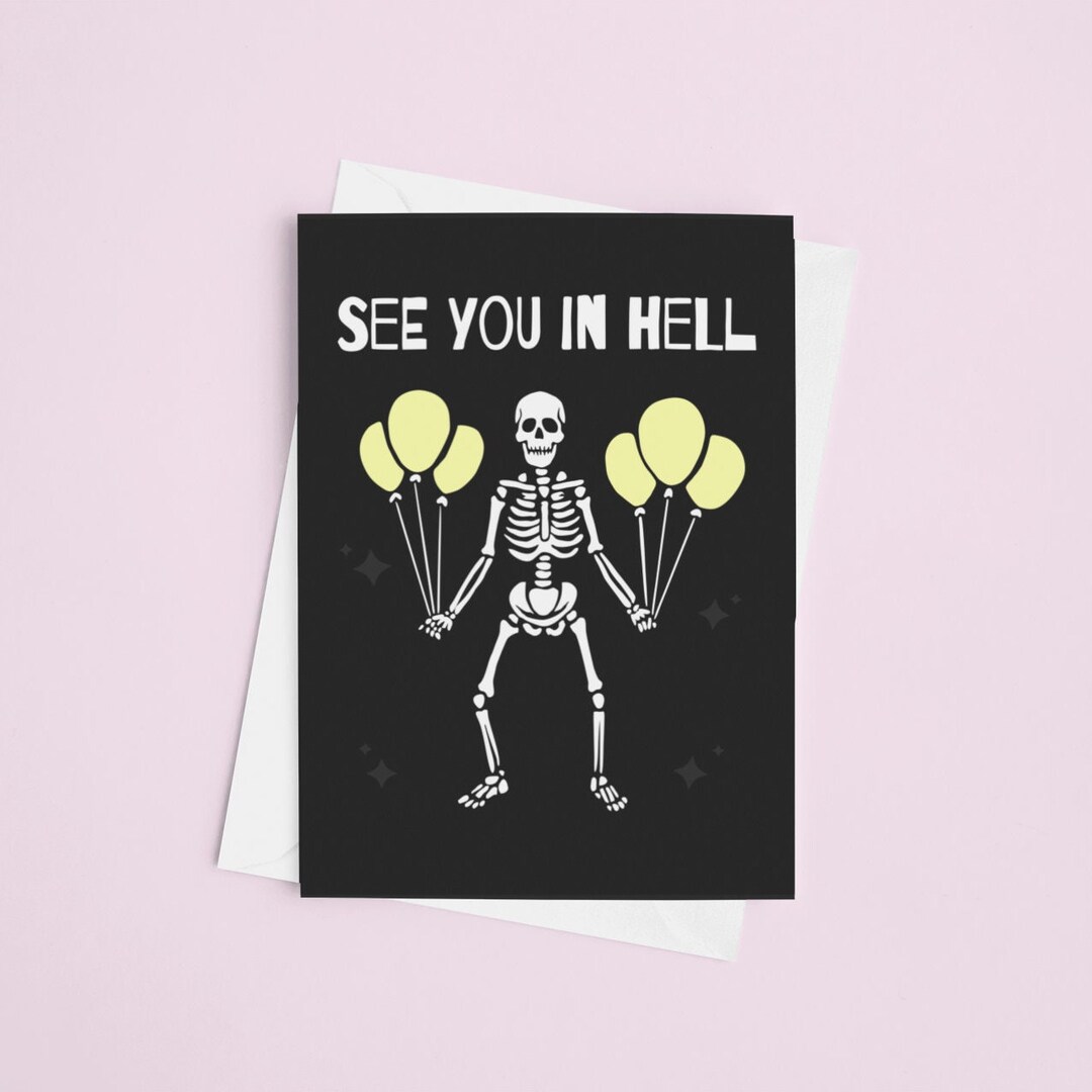 See You in Hell Postcard | Halloween Card - Skeleton, Horror Cards - Etsy