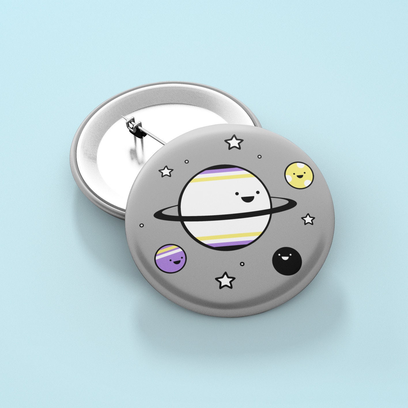 Nonbinary Planets Badge Pin / LGBTQ Pride Nonbinary Flag | Etsy