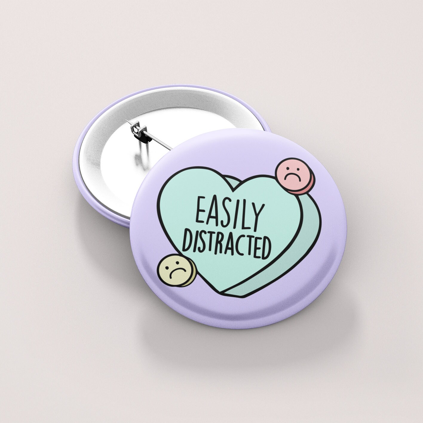 Easily Distracted Heart Badge Pin ADHD Badge Disability - Etsy UK