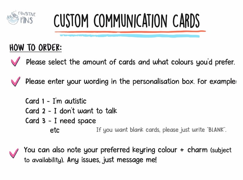 CUSTOM Physical Communication Cards - MULTICOLOUR / Custom Wording ...