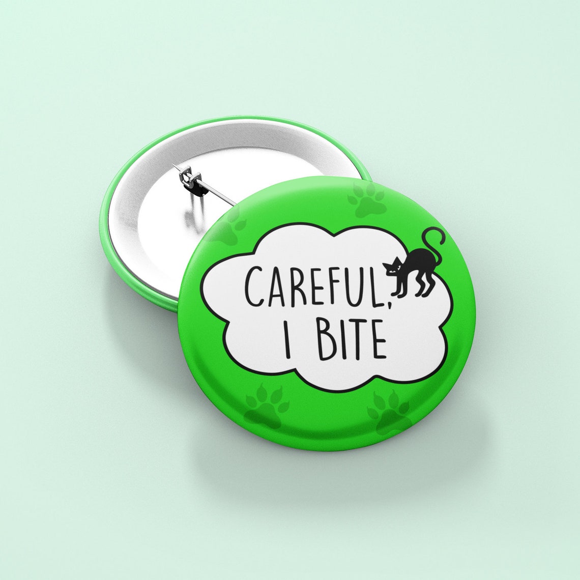 Careful I Bite Badge Pin Halloween Cat Kawaii Gifts | Etsy