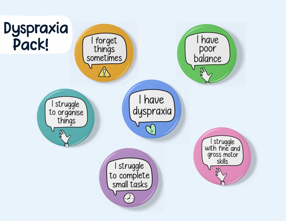 Dyspraxia Badge Set INCLUDES 6 Badges Badge Packs - Etsy