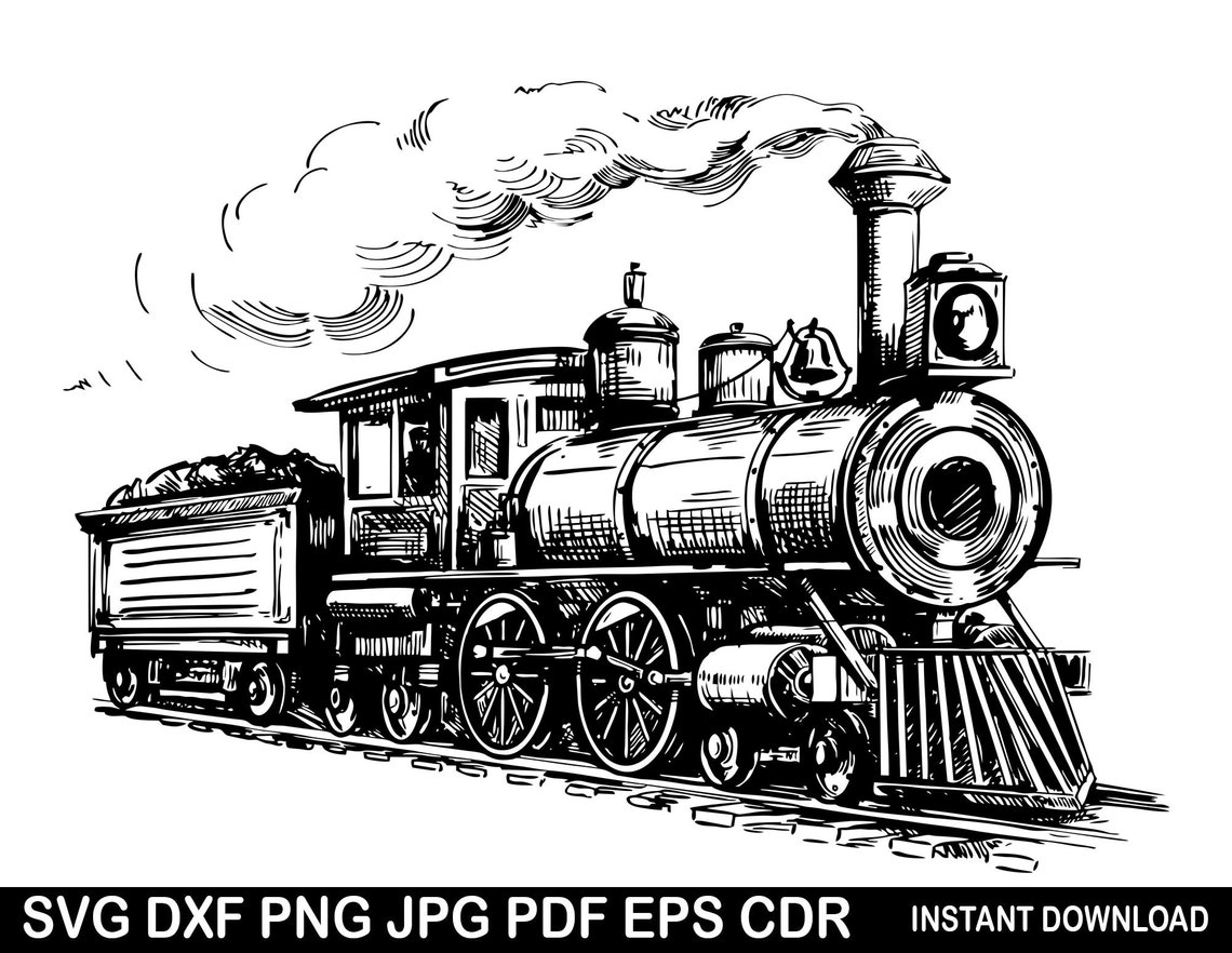 Steam Train Svg Train Vector Steam Engine Svg Locomotive Etsy