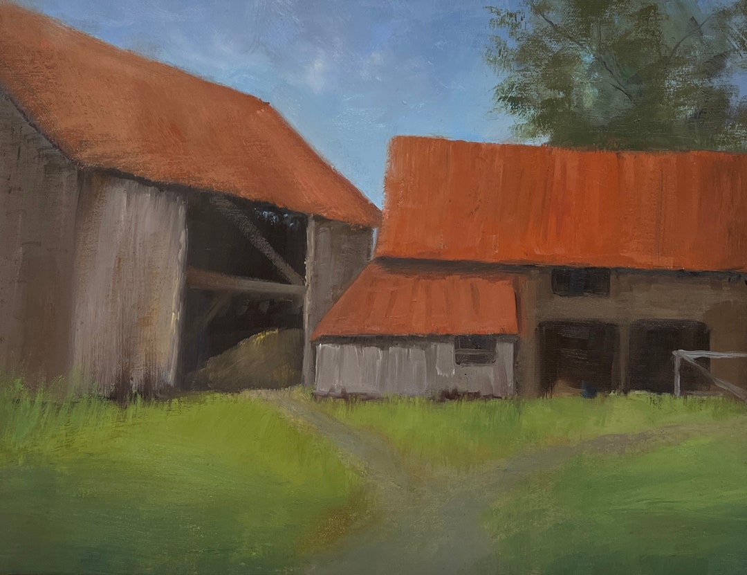 Original Oil Painting of Old Barns - Etsy