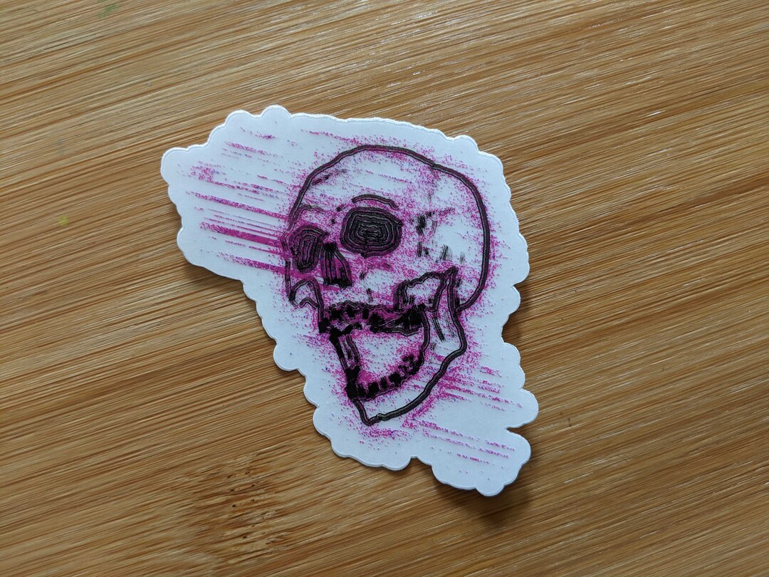 Digital Distortion Skull Art Sticker - Etsy