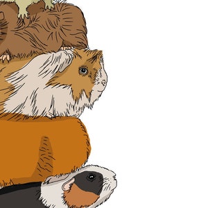A Pile of Guinea Pigs Hand Drawn Artwork - Animal Wall Art | Cute Pet ...