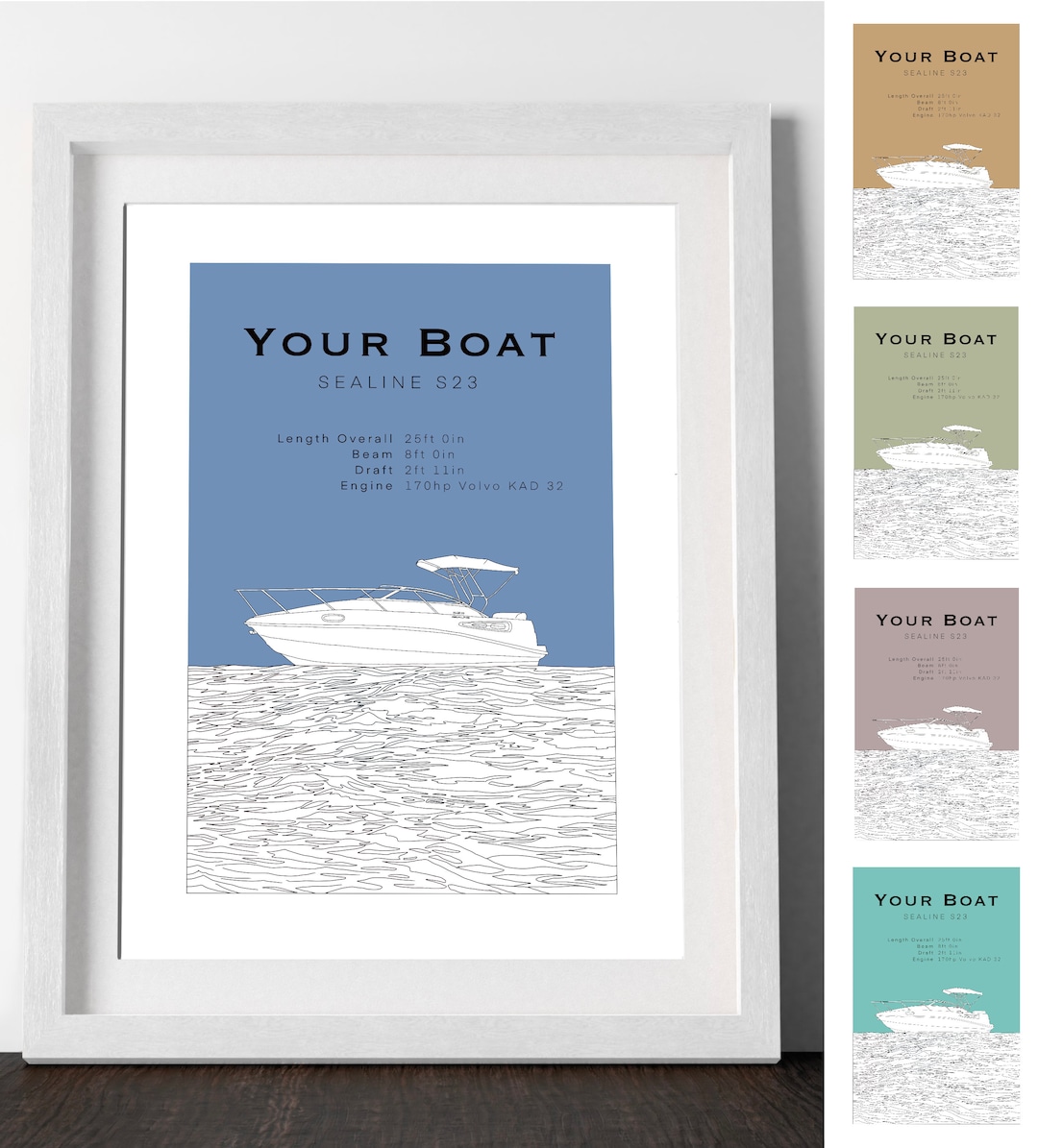 Sealine S23 S28 S29 S34 S38 SC35 S380 Boat Hand Drawn Artwork Print ...