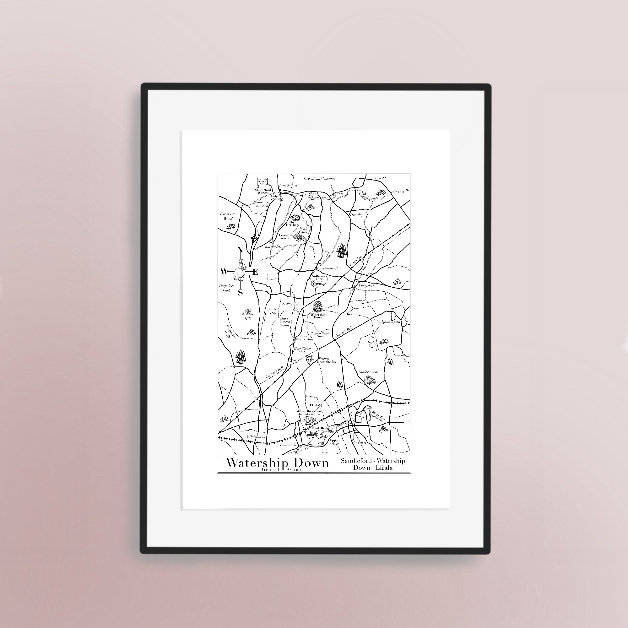 Watership Down Map Print | Visual Map Guide of the Book| Hand Drawn ...