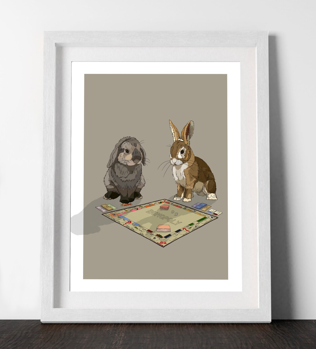 Monopoly Rabbits Print bun-opoly Hand Drawn Bunny Rabbit - Etsy