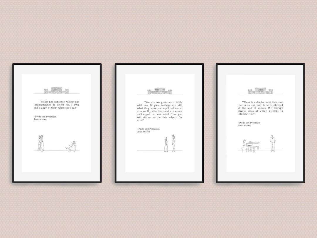 Pride and Prejudice Quotes - 3 A5 Quotes to Chose From | Hand ...