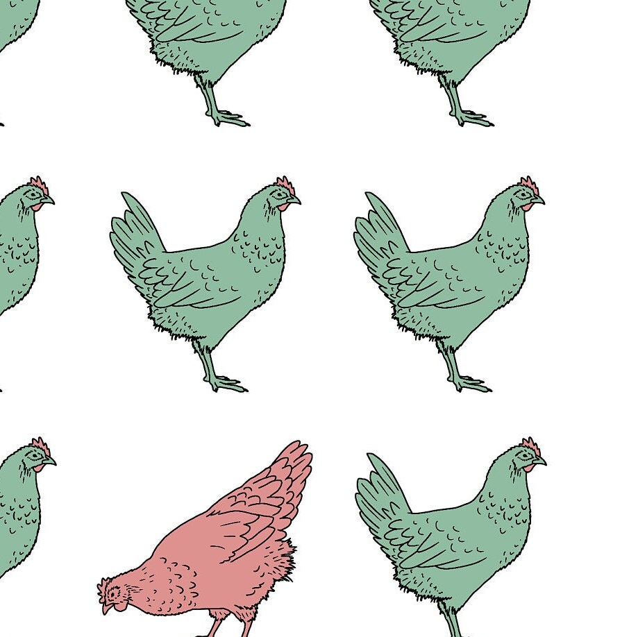 Hens Hens Hens Hand Drawn Artwork Animal Wall Art Chicken Rooster ...