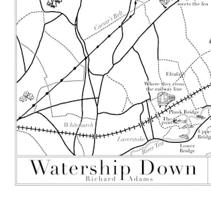 Watership Down Map Print | Visual Map Guide of the Book| Hand Drawn ...
