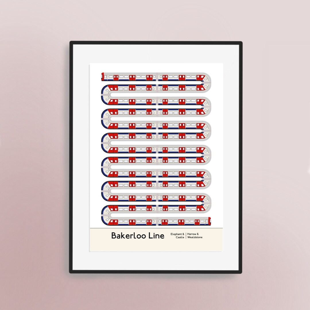 Bakerloo Tube Line Hand Drawn Print - Wall Art | Art Print | London ...