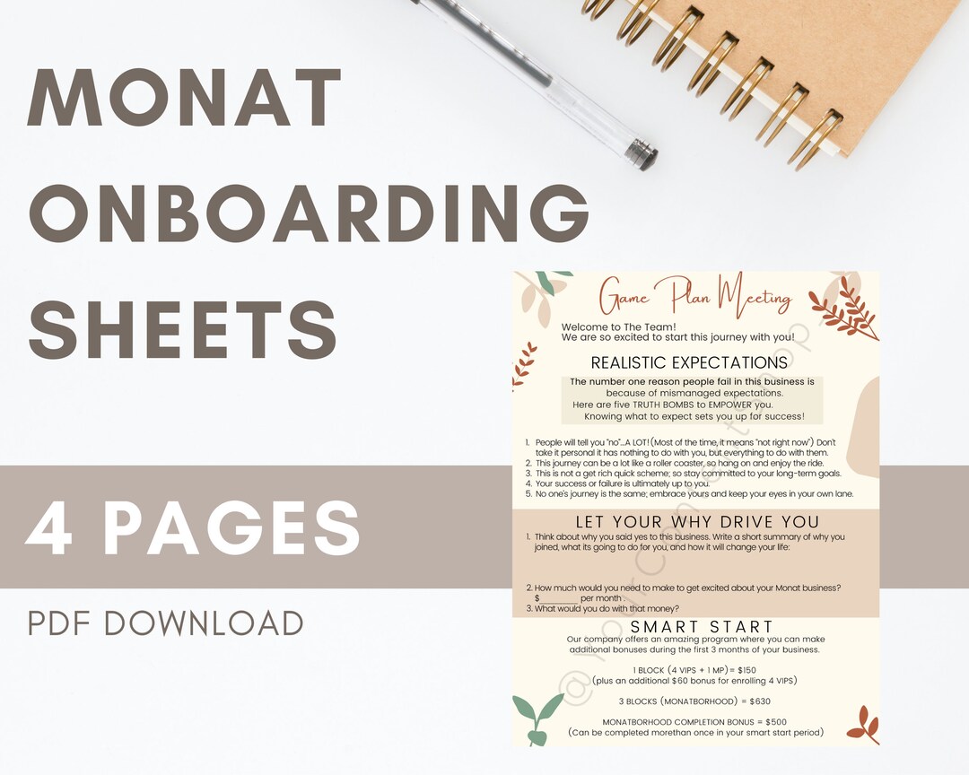 Hojas de incorporación de MONAT PDF - Etsy España