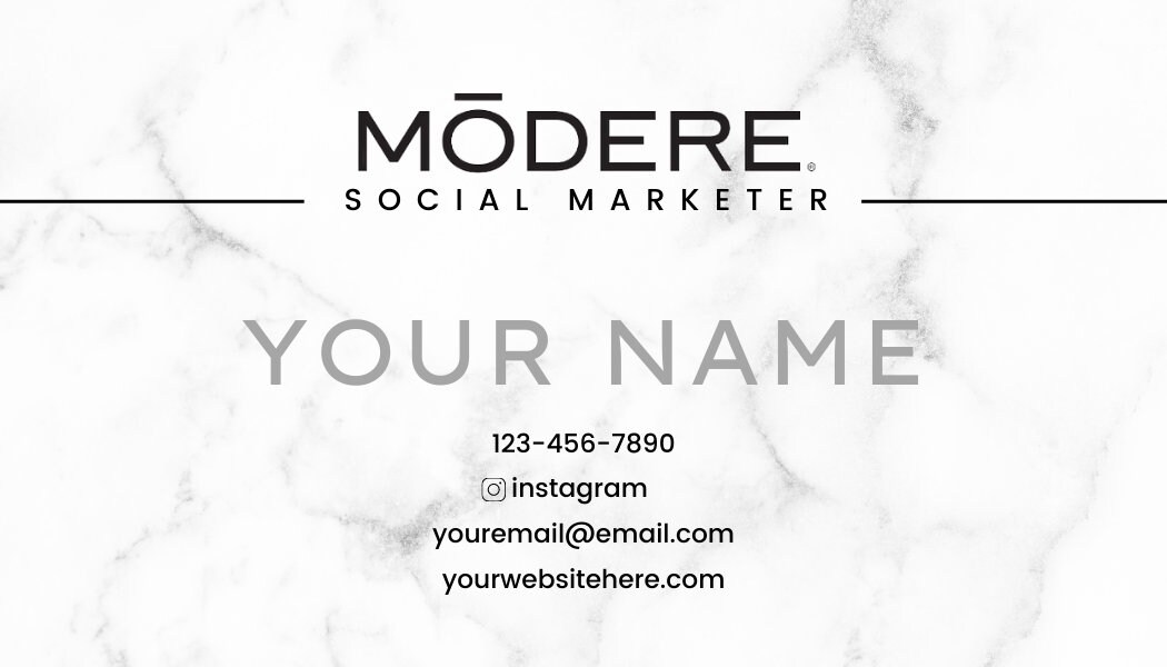 MODERE Business Cards Printed style: White Marble for Social Marketers ...