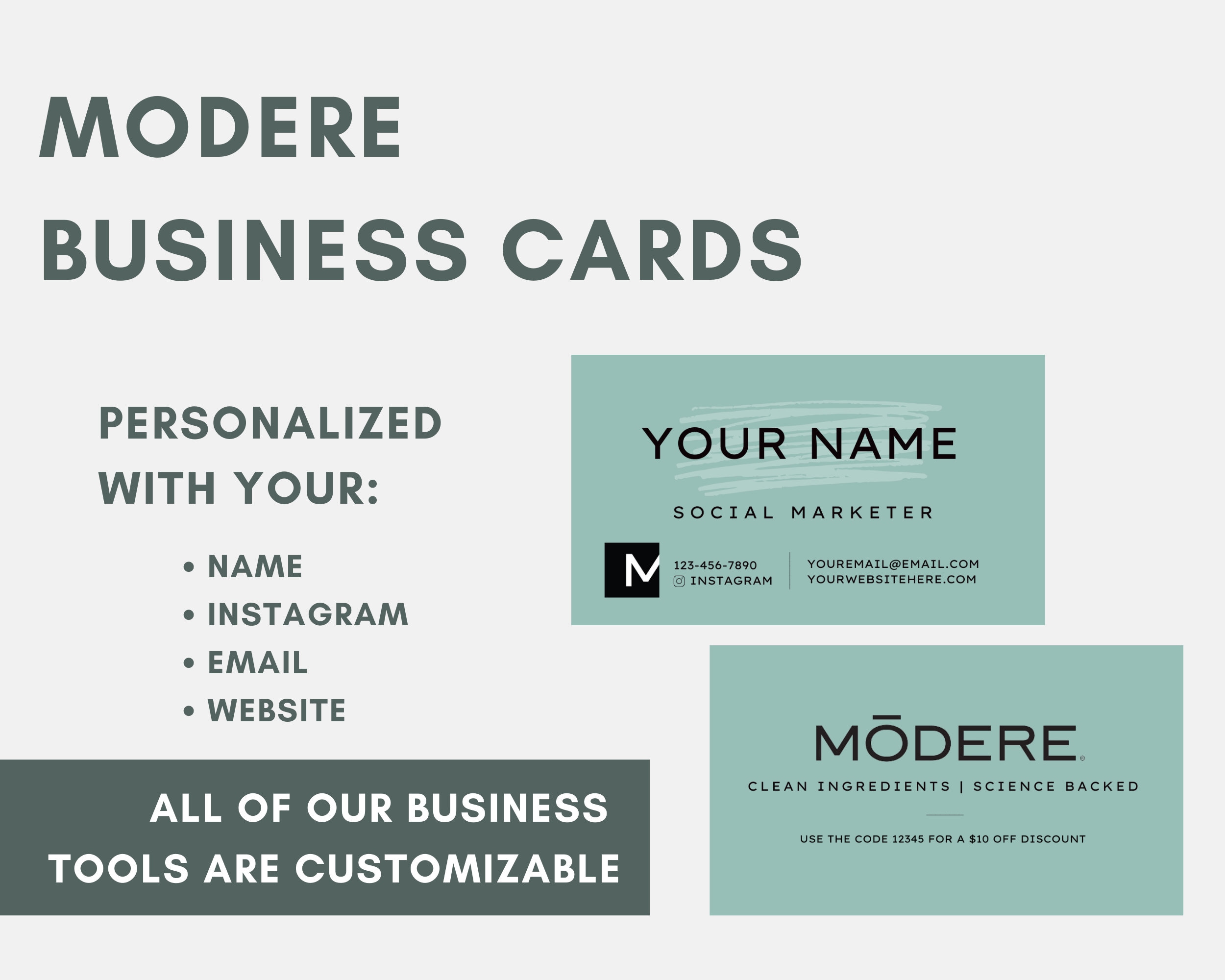 MODERE Business Cards Printed style: Green Original for Social ...