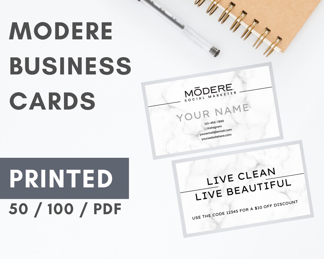 MODERE Business Cards Printed (style: White Marble) for Social ...